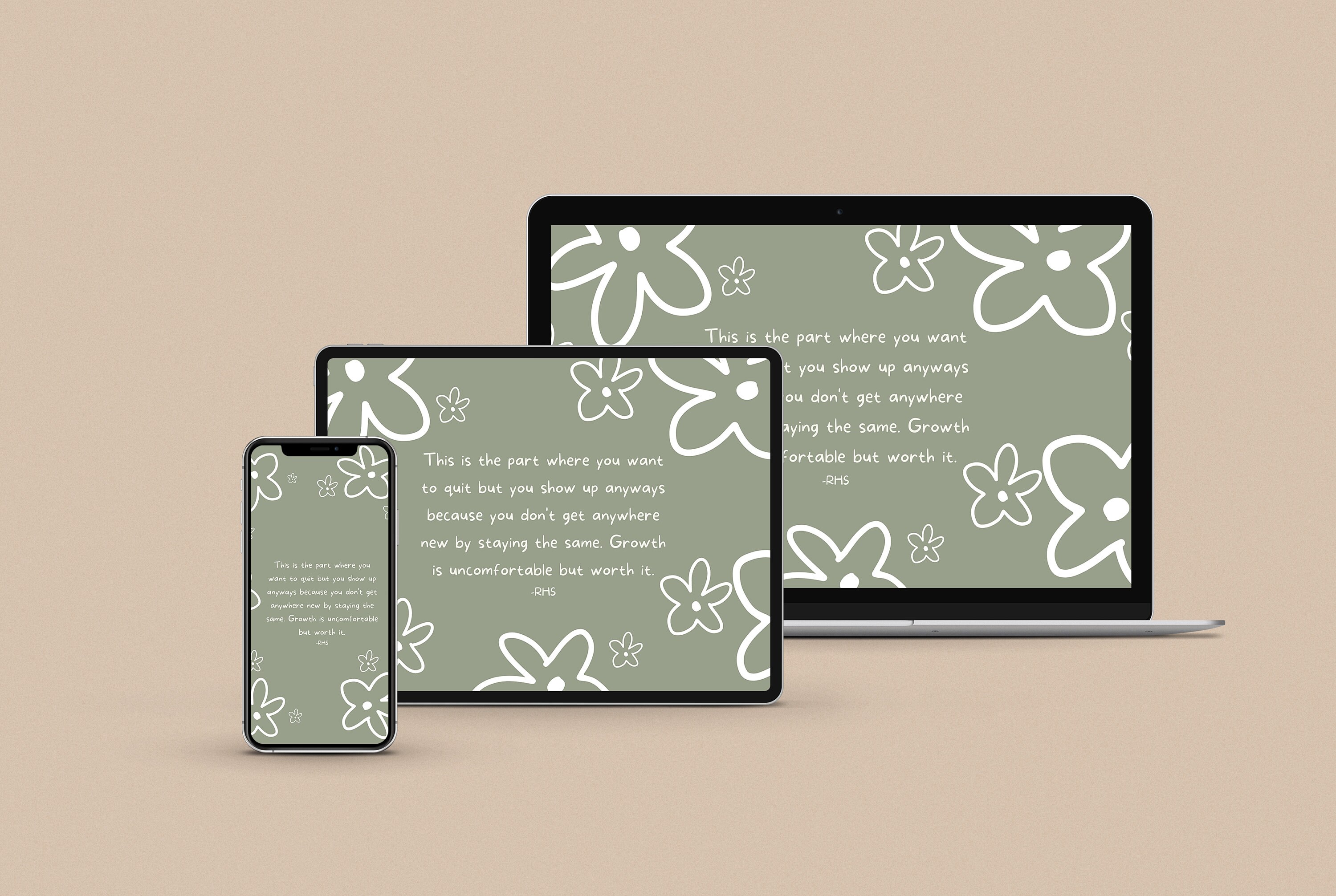 Desktop & Phone Wallpaper Motivational Growth Quote Floral Wallpaper ...