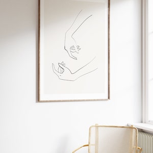 Delicate Hand Line Art | Minimalist Hand Line Art, Boho Modern Home ...