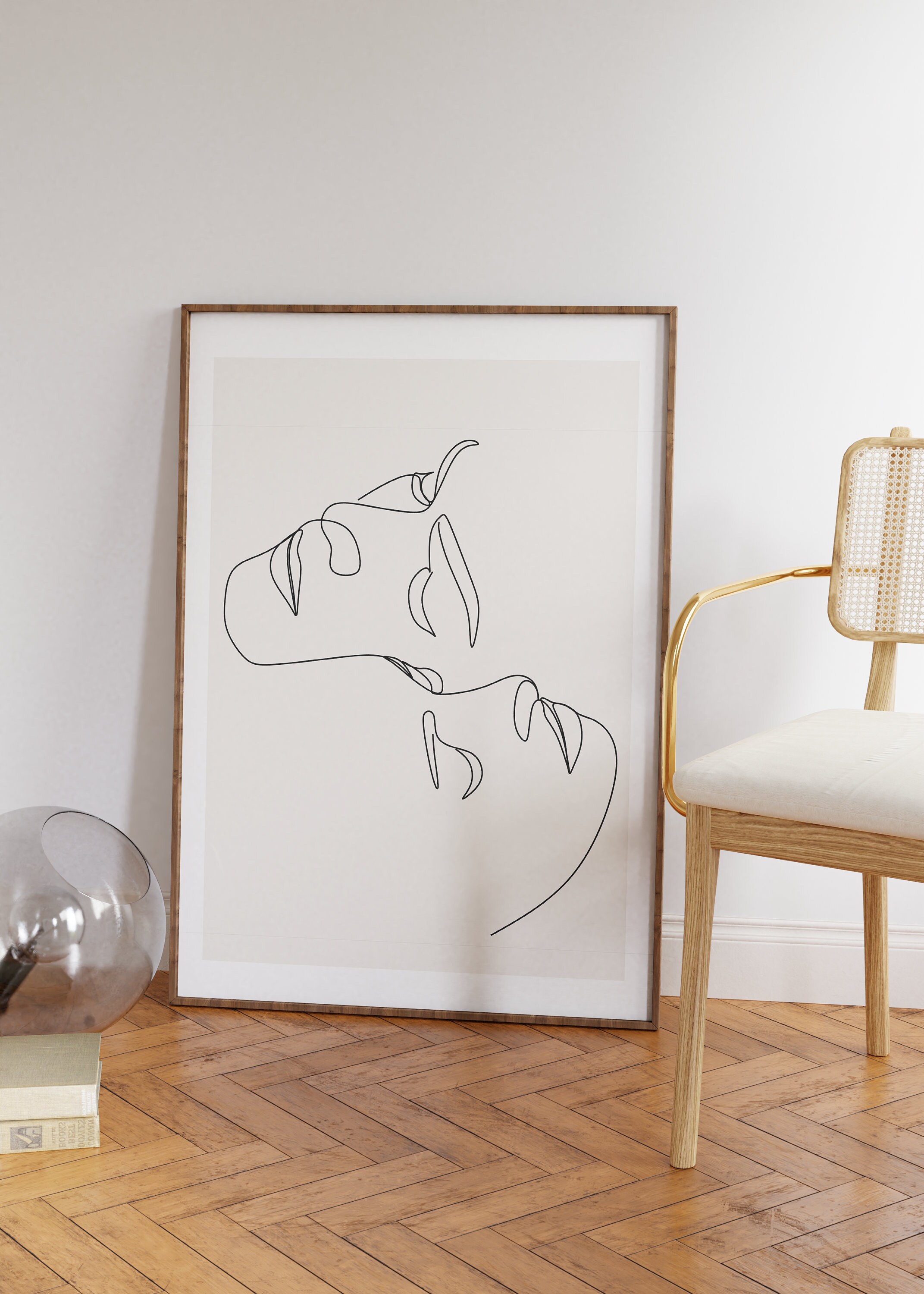 Two Faced Line Art | Minimalist Line Art Print, Couple Print, Printable ...