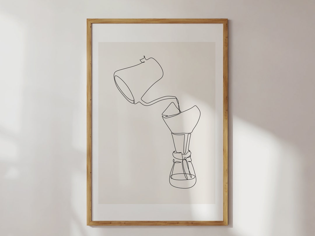 Coffee Pour Over Line Art | Coffee Wall Art, Minimalist Coffee Design ...