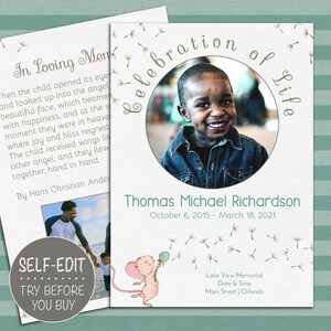 Kids Funeral Program Template, Obituary Template for Baby Boy, Funeral ...