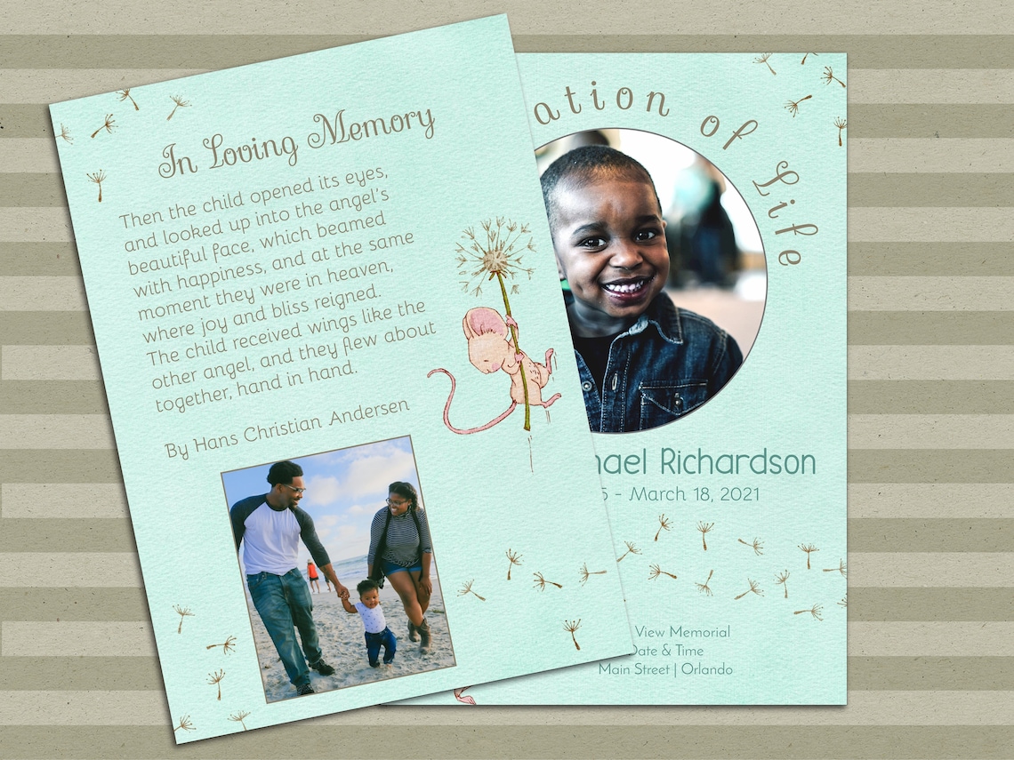Kids Funeral Program Template, Obituary Template for Baby Boy, Funeral ...