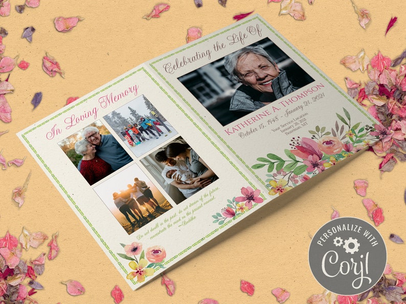 Funeral Program Template Bifold Funeral Invitation Folded - Etsy