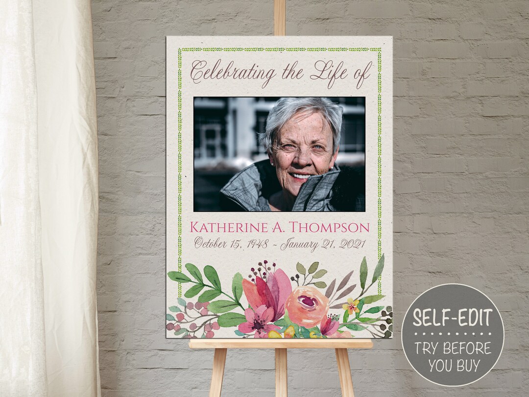Celebration of Life Sign Template, Funeral Poster Template, in Loving ...