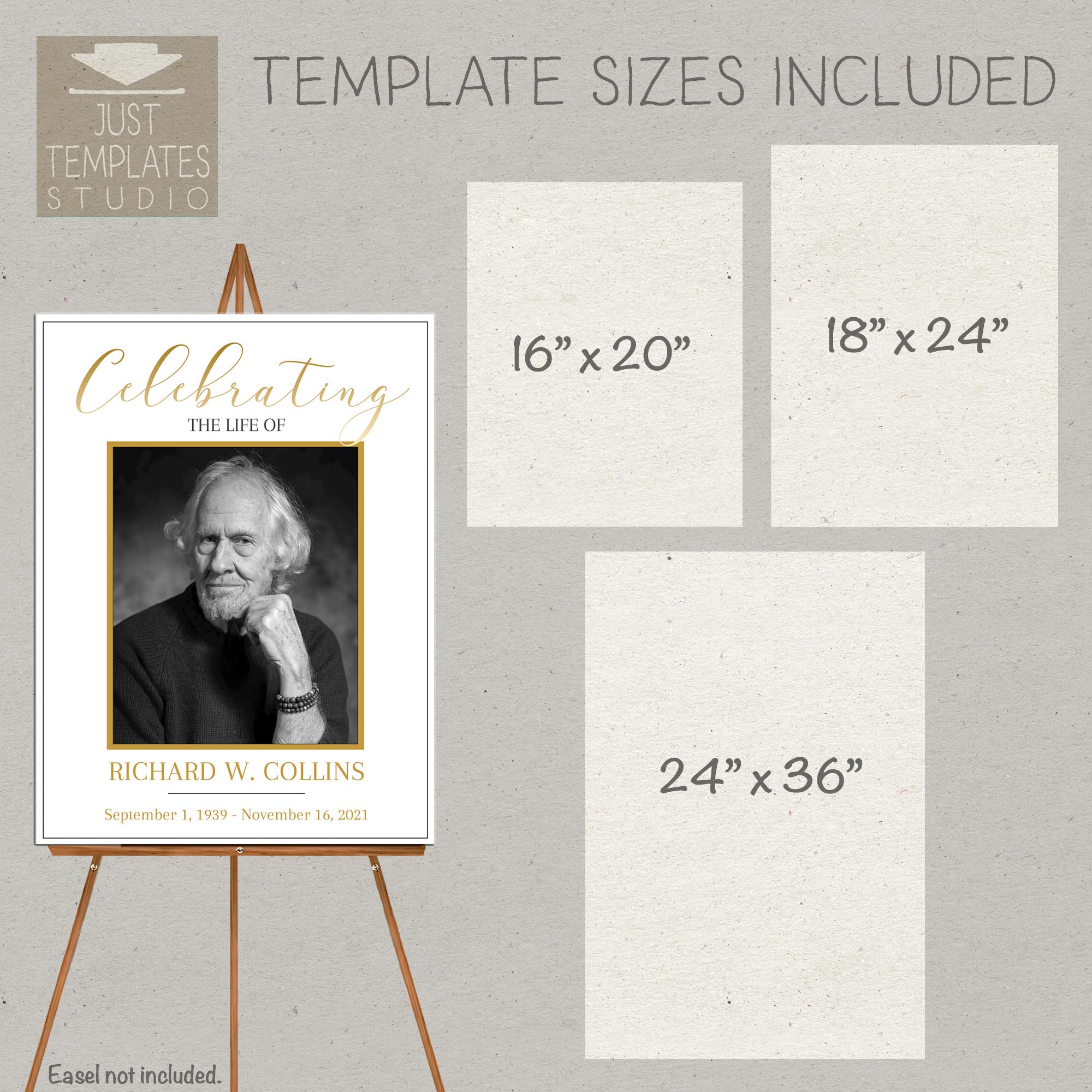 Celebration of Life Sign Template, Funeral Poster Template, in Loving ...