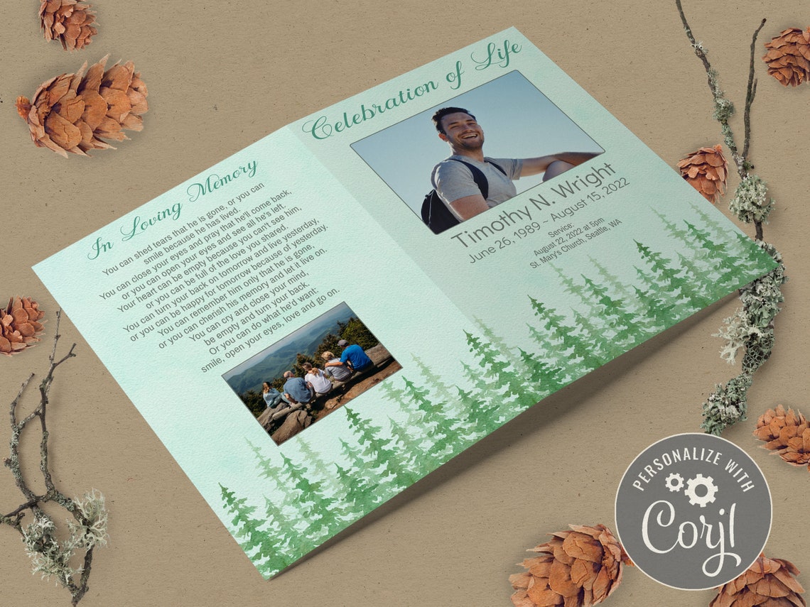 Bifold Funeral Program Template Foldable Funeral Program - Etsy UK
