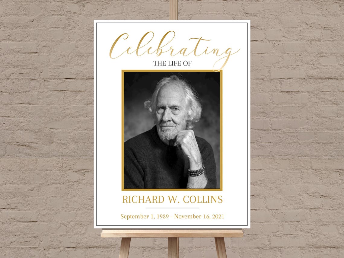 Editable Memorial Service Sign, Celebrating the Life of Poster Template ...
