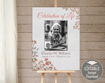 Celebration of Life Sign Template, Funeral Poster Template, in Loving ...