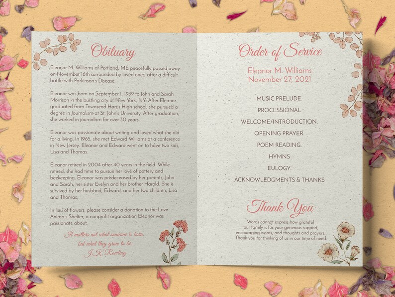 Funeral Program Template Bifold Funeral Invitation Folded - Etsy Funeral Program Template Bifold Funeral Invitation Folded - Etsy