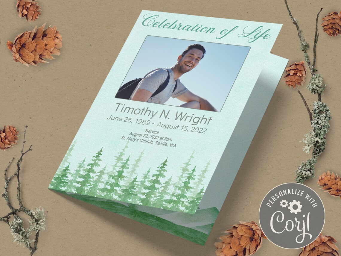 Bifold Funeral Program Template Foldable Funeral Program - Etsy UK