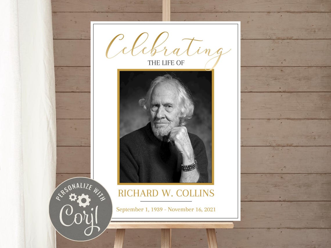 Editable Memorial Service Sign, Celebrating the Life of Poster Template ...