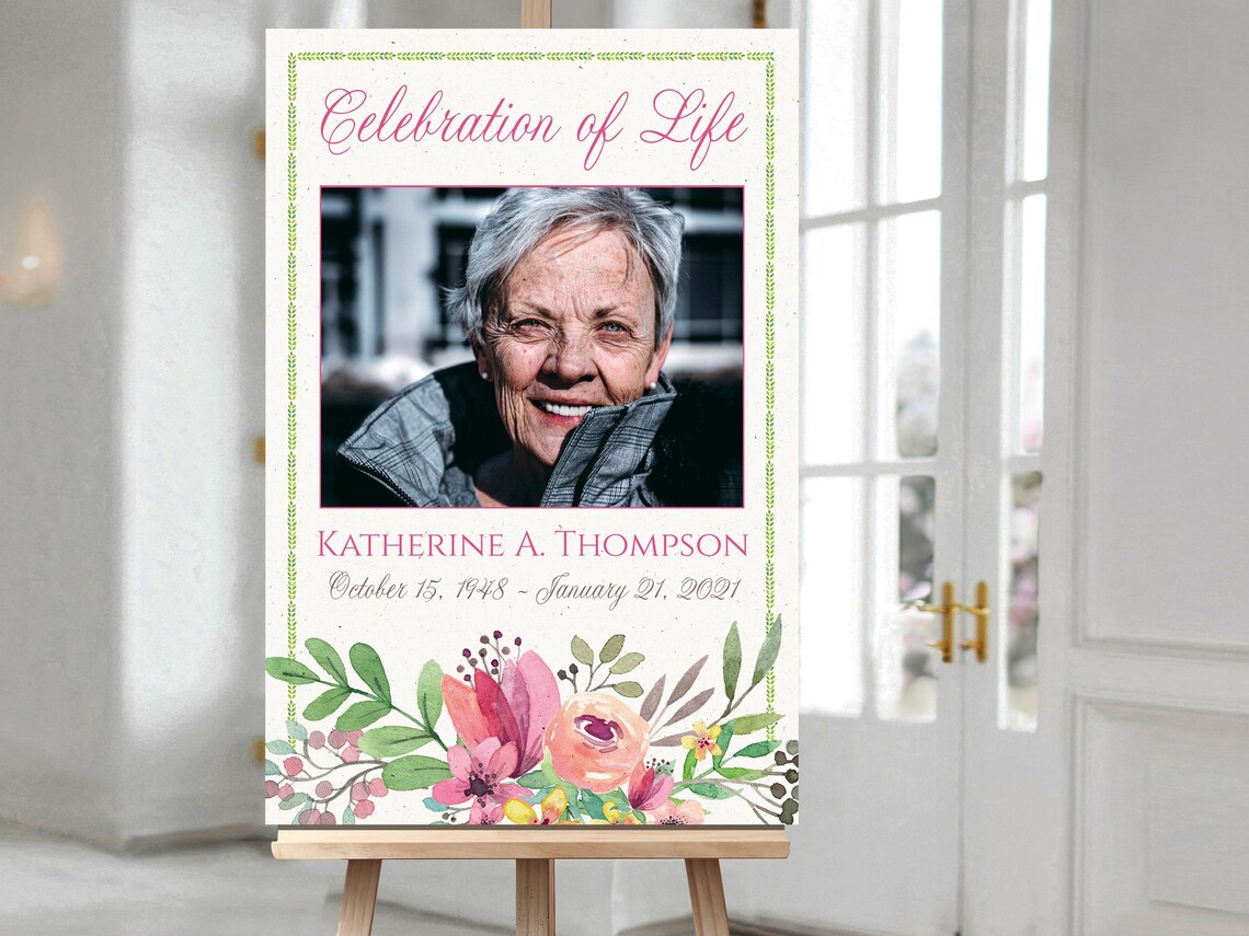 Celebration of Life Sign Template, Funeral Poster Template, in Loving ...
