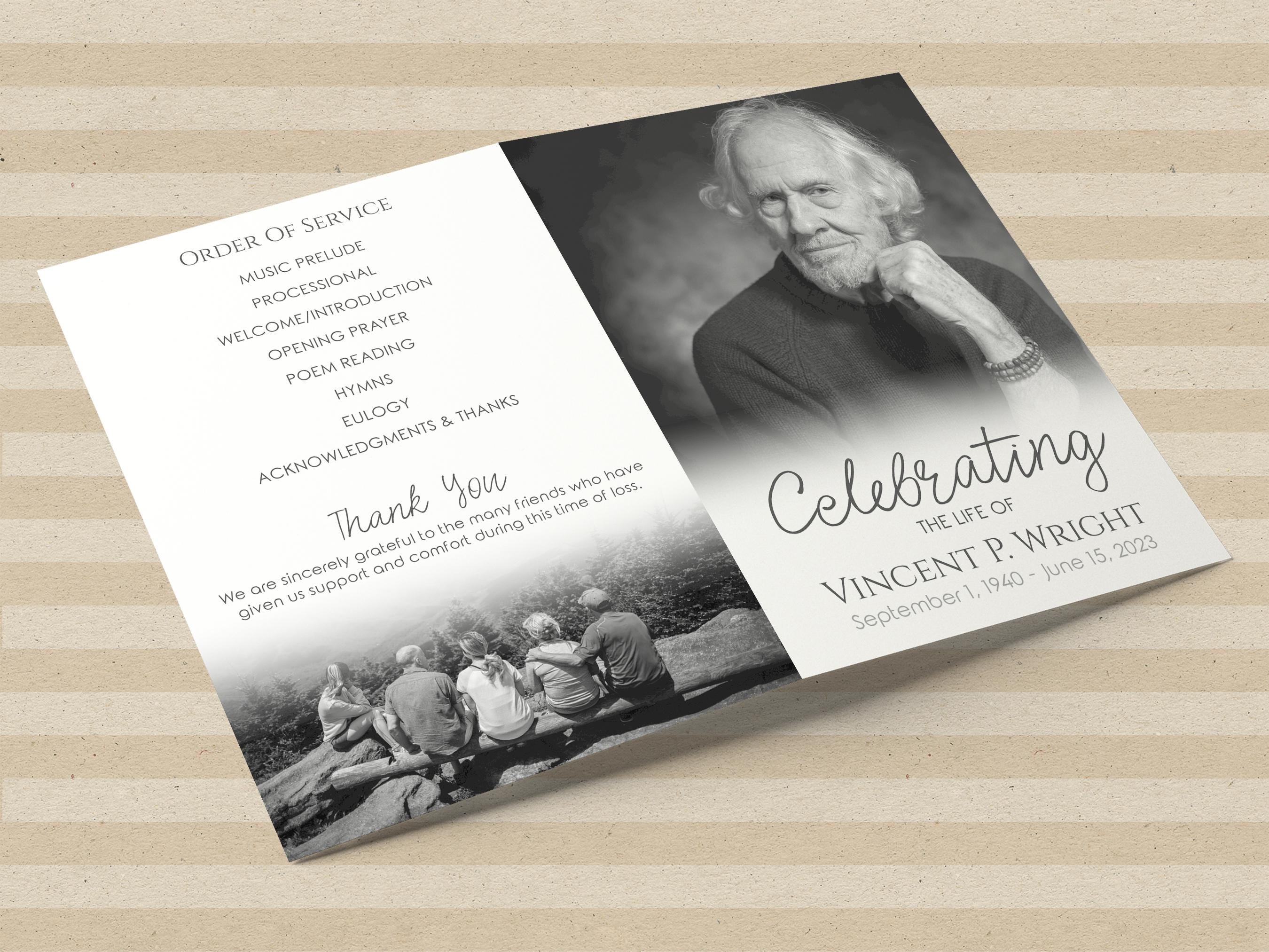 Minimalist Funeral Program Template, Funeral Program Booklet, Obituary ...