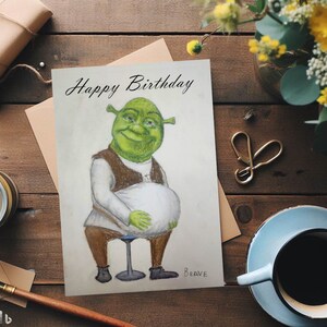 Pregnant Shrek Drawing Birthday Card - Etsy