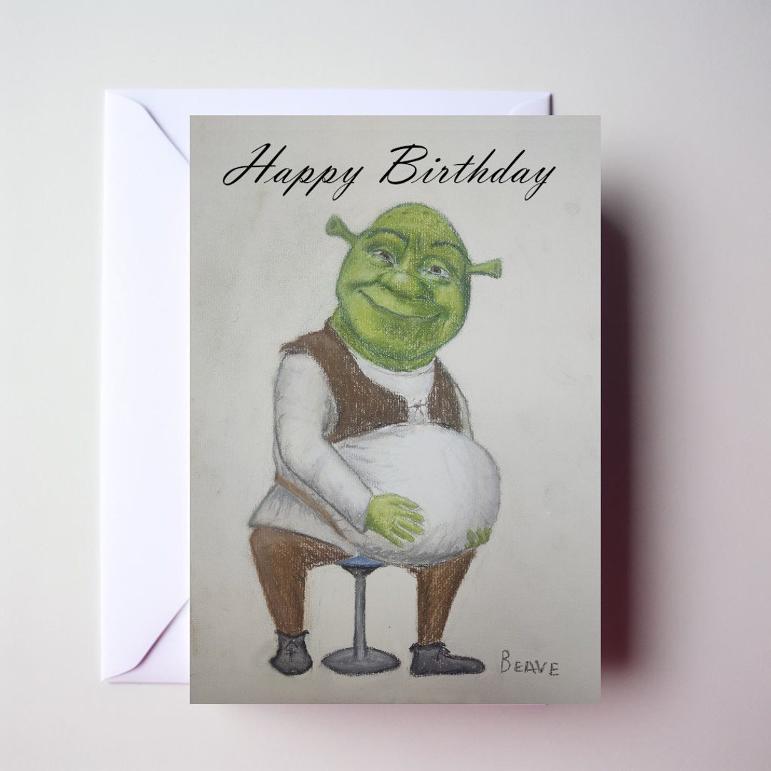 Pregnant Shrek Drawing Birthday Card - Etsy UK