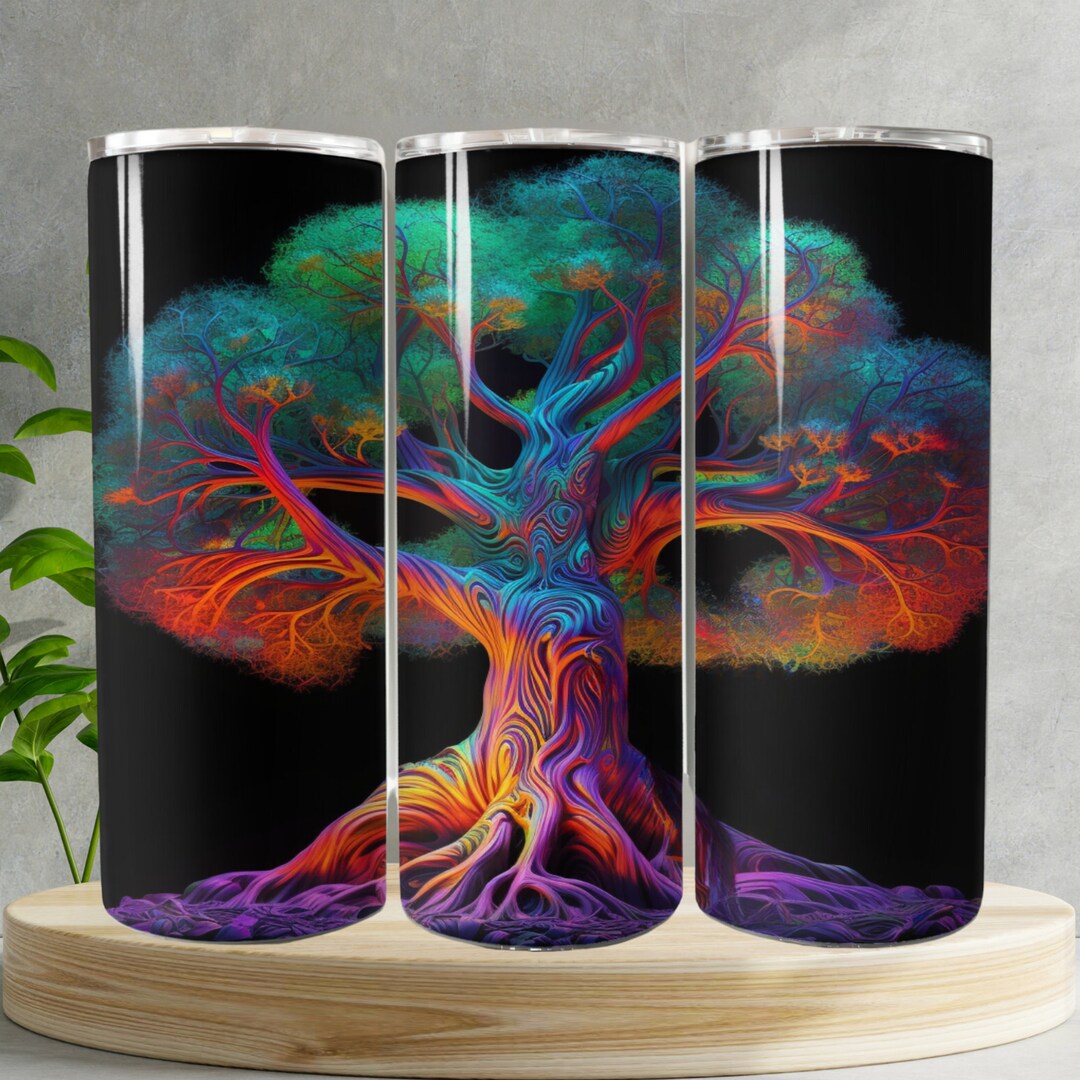 Tree of Life, Colorful Neon Sublimation Design, 20 Oz Skinny Tumbler ...