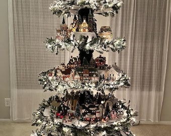 Rotating Christmas Tree Village Display - Etsy