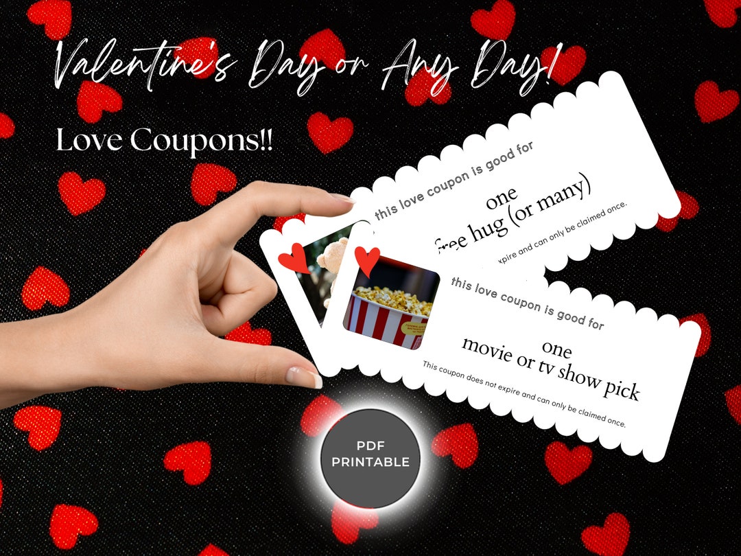 Love Coupons Valentines Day Printable Unique Valentines Gift Instant ...