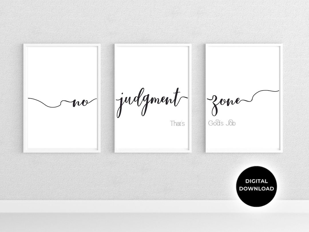 No Judgment Zone Wall Art: Minimalist Inspirational Quote Prints ...