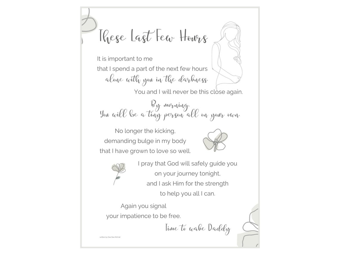 Pregnancy Poem Poster: Minimalist Line Art, Nursery Decor (PDF Download ...