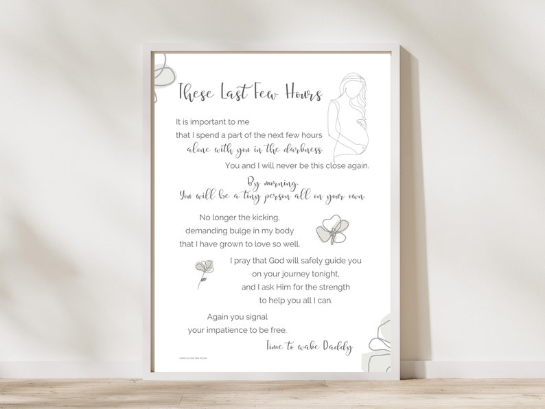 Pregnancy Poem Poster: Minimalist Line Art, Nursery Decor (PDF Download ...