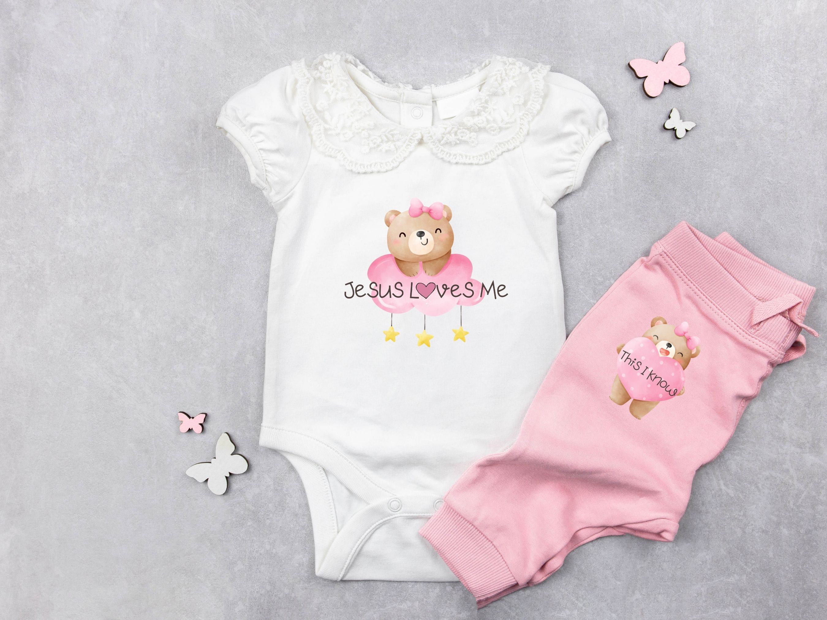 Teddy Bear Girl Nursery SVG, New Baby Girl Gift, Set of Two Jesus Loves ...