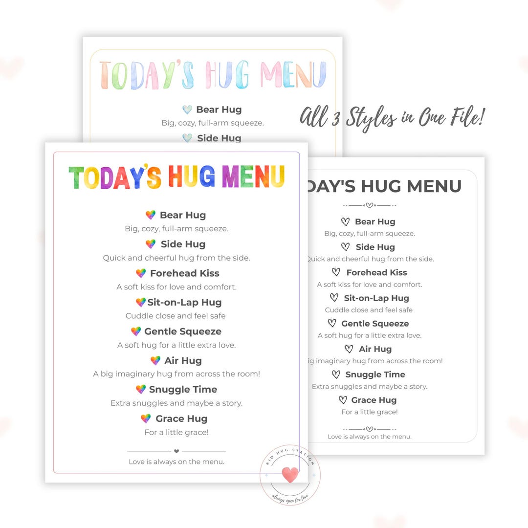Hug Menu Digital Print: Whimsical Classroom or Home Art (PDF) - Etsy