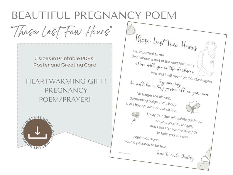 Pregnancy Poem Poster: Minimalist Line Art, Nursery Decor (PDF Download ...