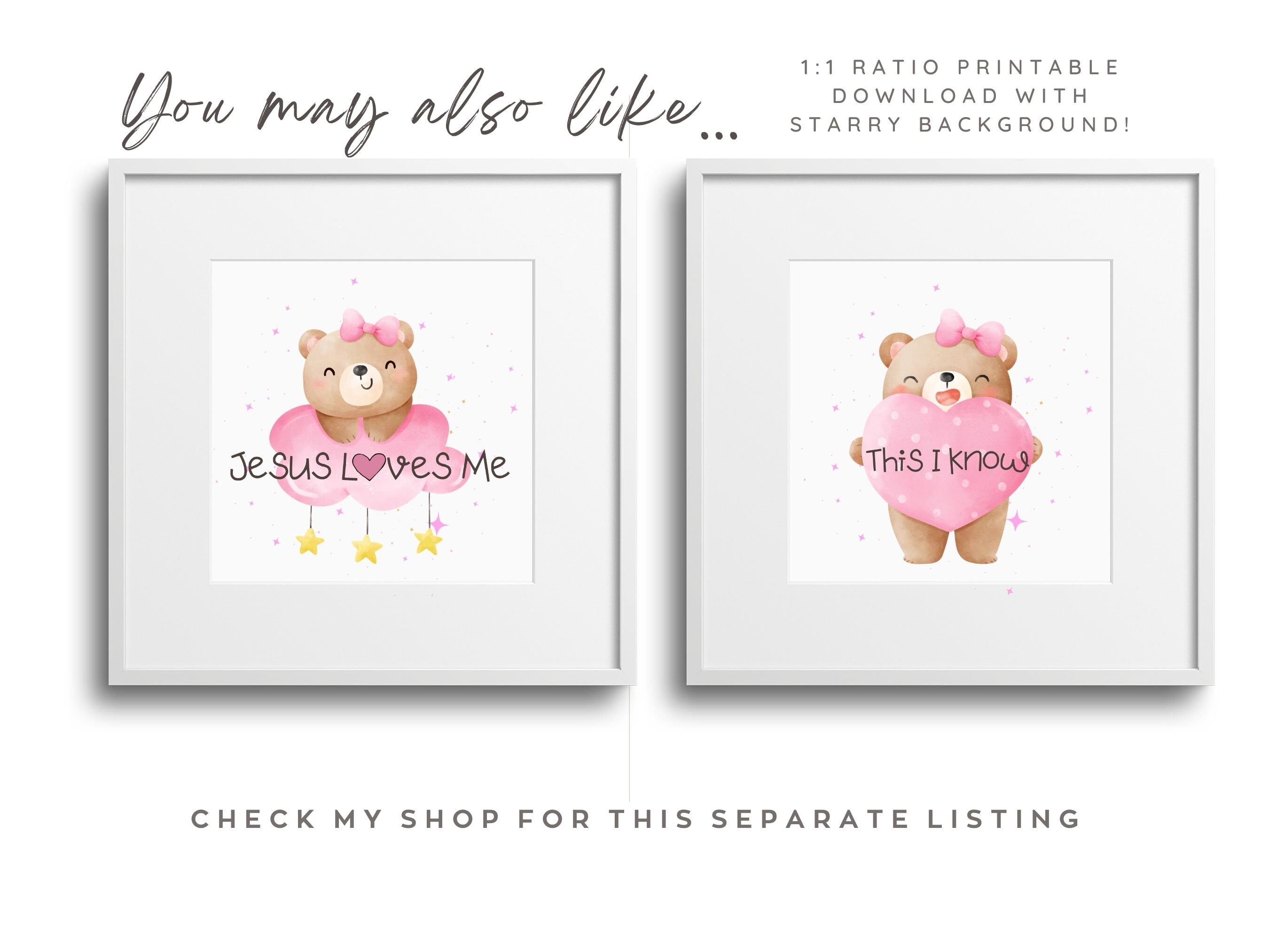 Teddy Bear Girl Nursery SVG, New Baby Girl Gift, Set of Two Jesus Loves ...