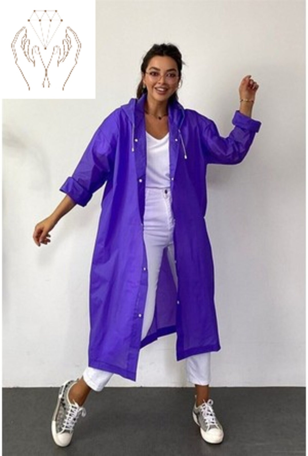 Colored Buttoned Raincoat Transparent Vinyl Rain Jacket Wind - Etsy