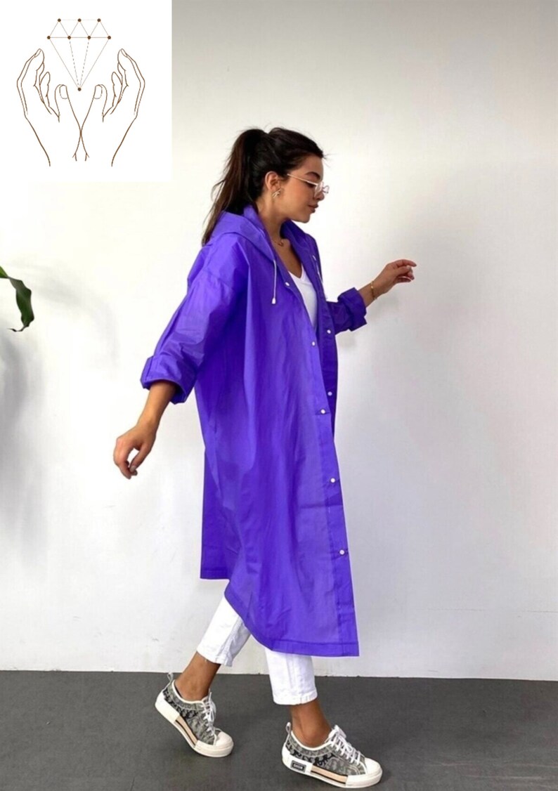 Colored Buttoned Raincoat Transparent Vinyl Rain Jacket Wind - Etsy