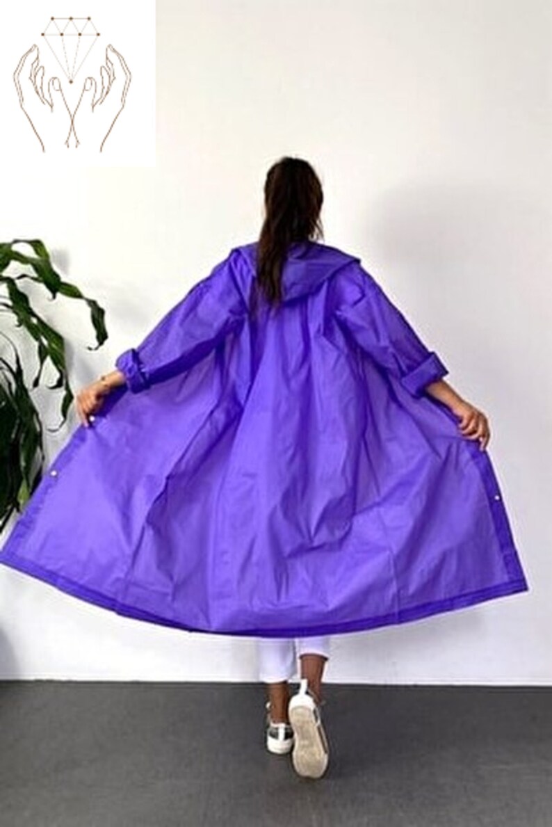 Colored Buttoned Raincoat Transparent Vinyl Rain Jacket Wind - Etsy