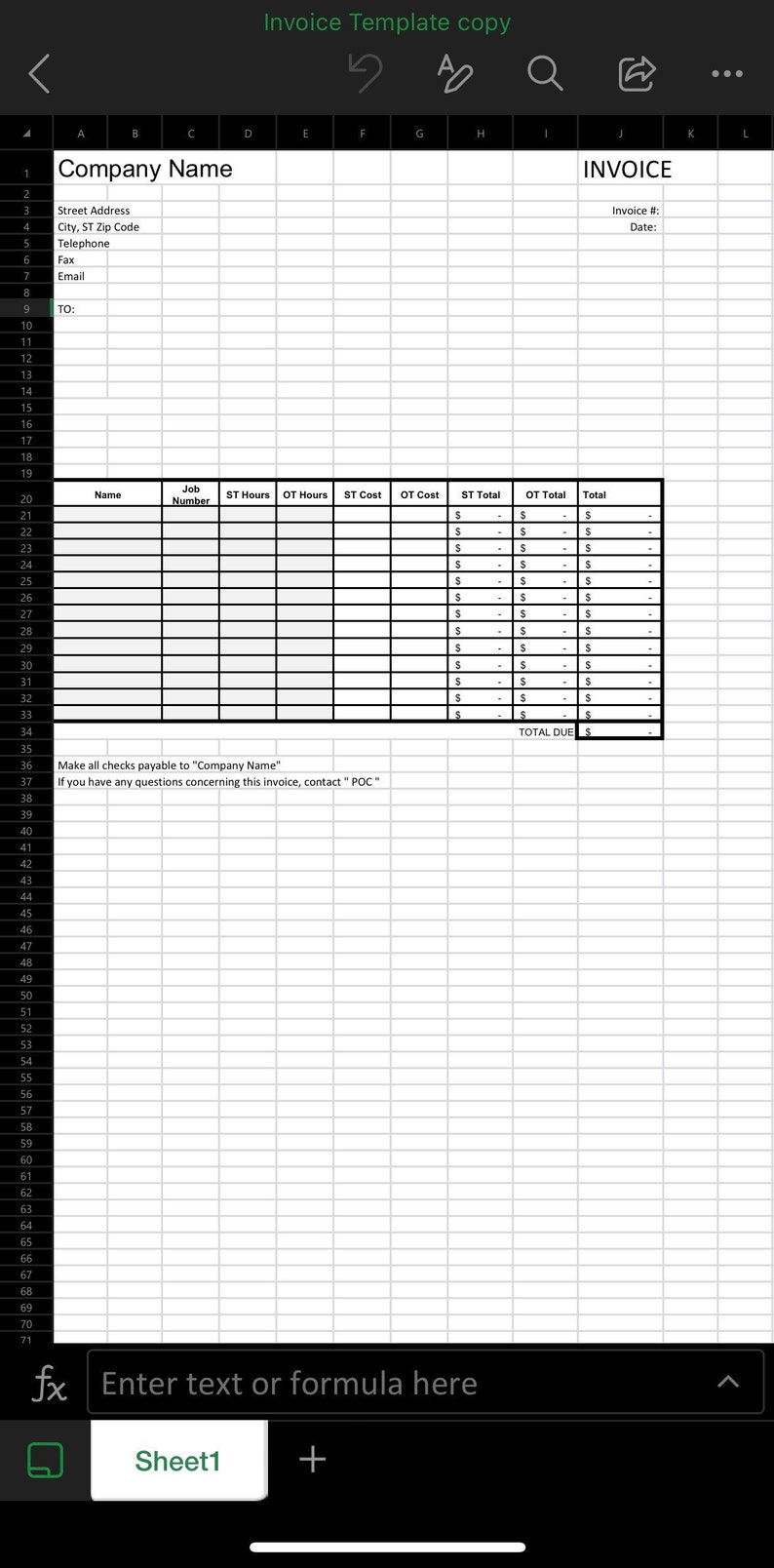 Simple Invoice Template - Etsy