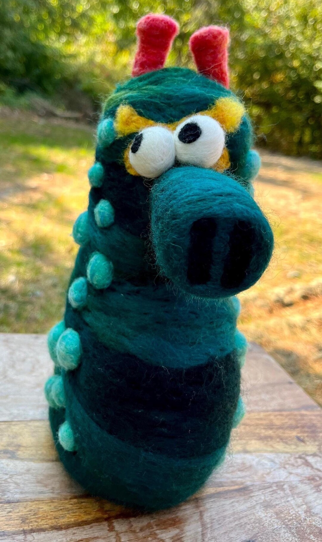 Needle Felted Wool Creature, Monster, Julius, Whimsy, Joy, Green, Blue ...