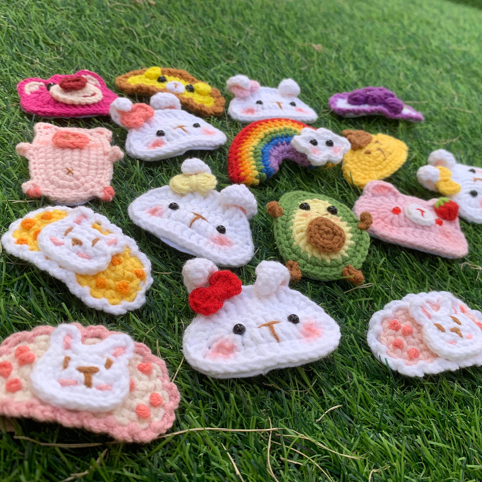 Cute Crochet Handmade Animal Hair Clips, Strawberry Bear Crochet Hair ...