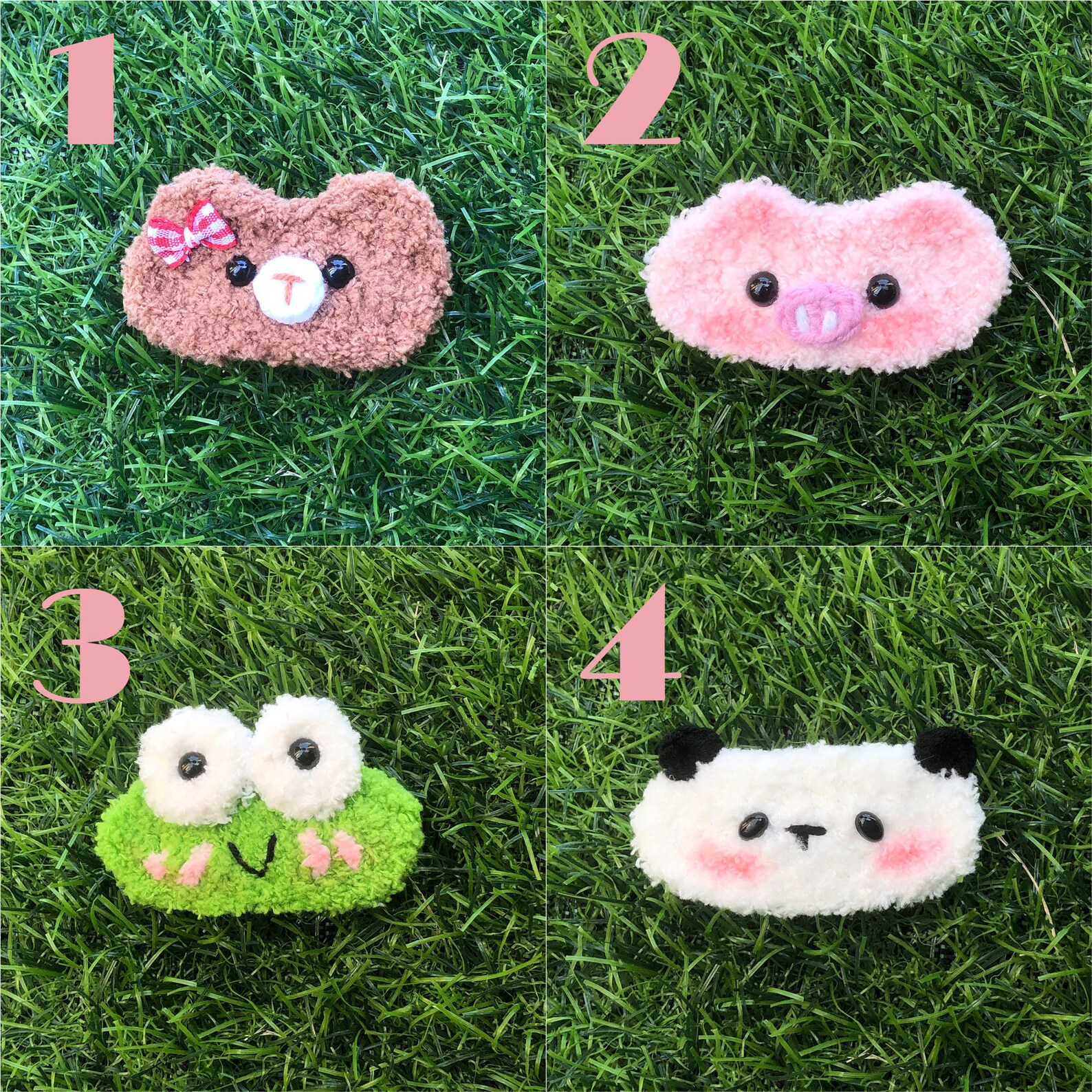 Cute Crochet Handmade Fluffy Crochet Hair Clips Animal - Etsy