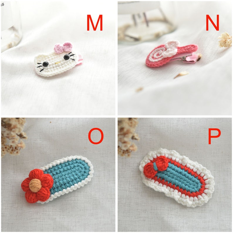Cute Crochet Animal Hair Clips Handmade With Yarn and Snap - Etsy