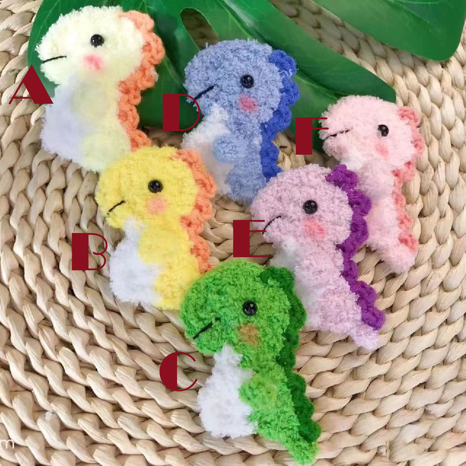 Cute Crochet Handmade Fluffy Crochet Hair Clips, Animal Dinosaur ...