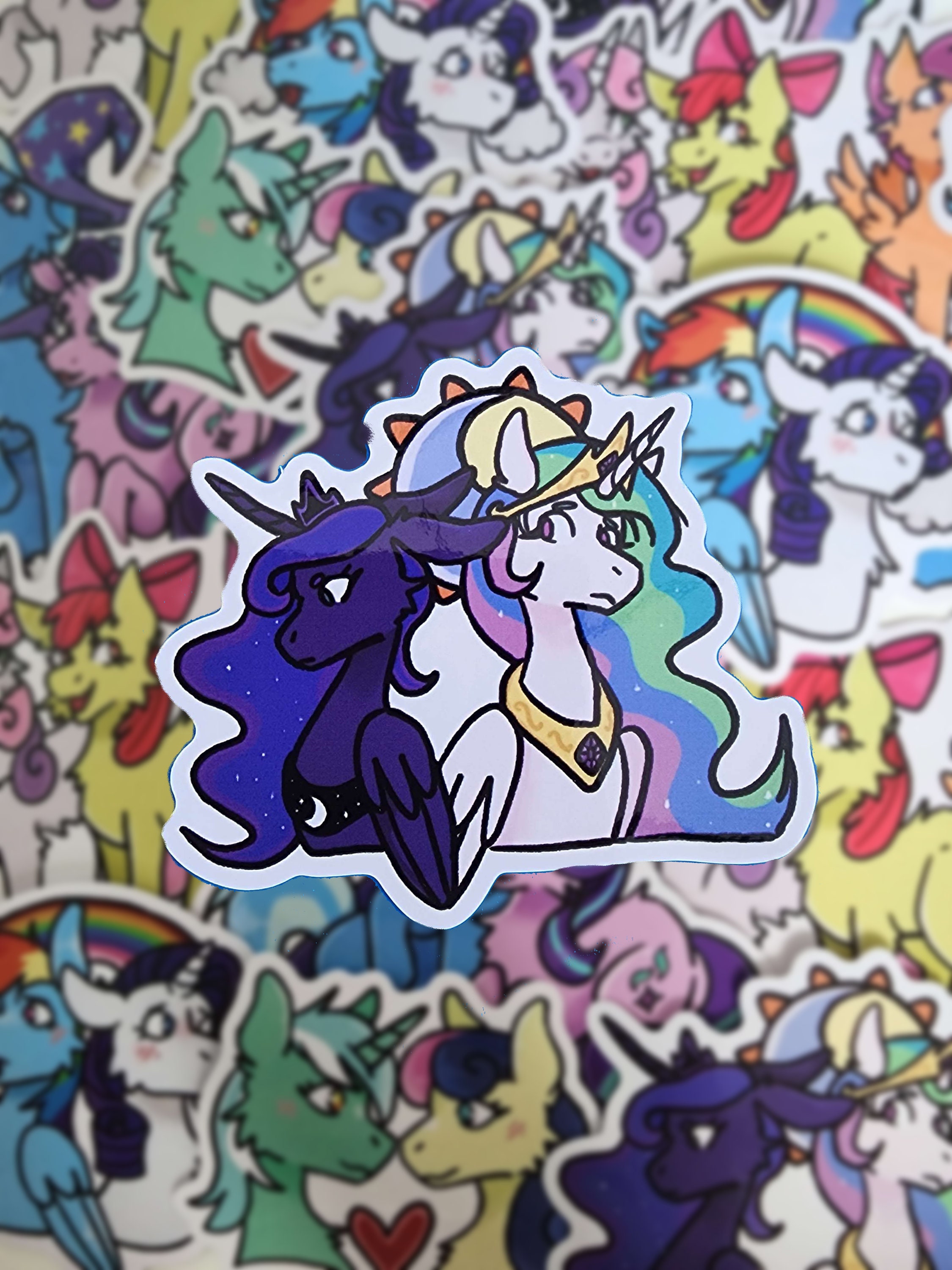My Little Pony Stickers (celestia+luna, Rarity+rainbowdash, Bonbon+lyra ...