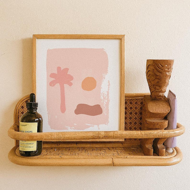 Impresión minimalista de palmeras: arte de pared playero retro ...