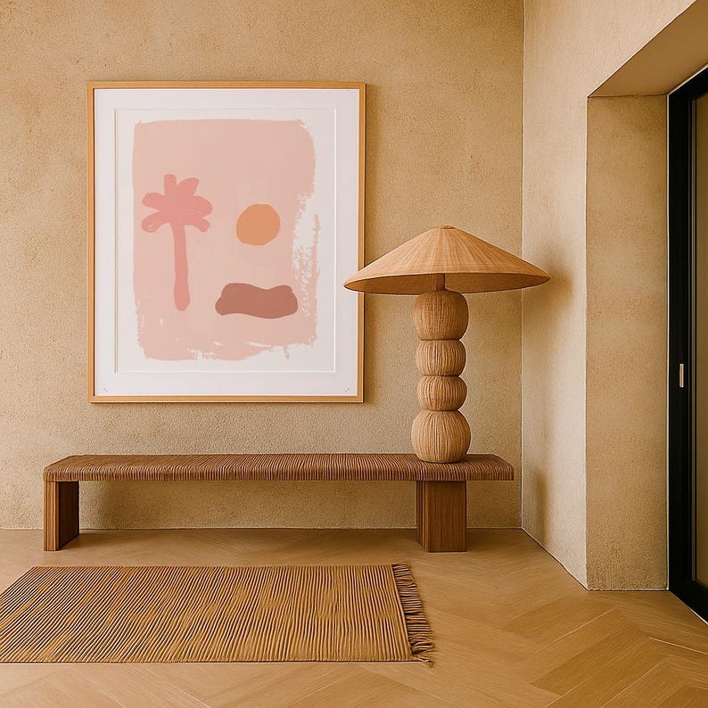 Impresión minimalista de palmeras: arte de pared playero retro ...