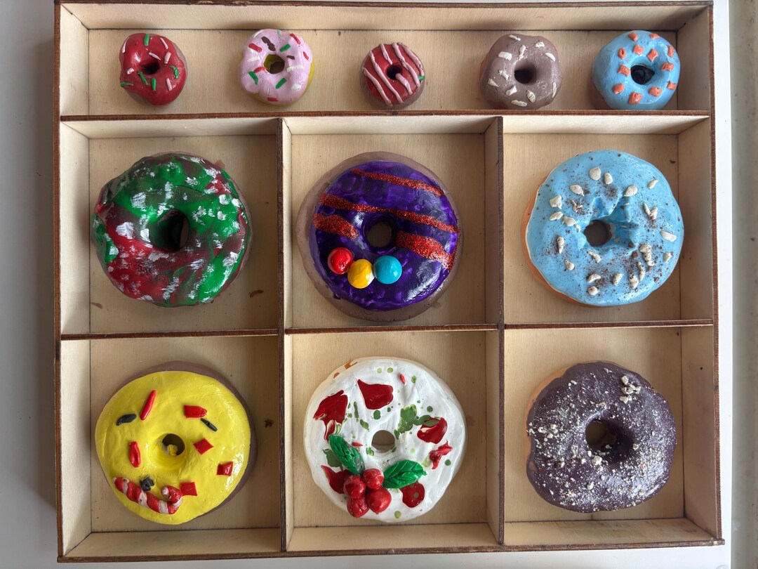Donut Pop Art Sculpture, Colorful, Wall Art, Assorted Half Dozen, Food ...