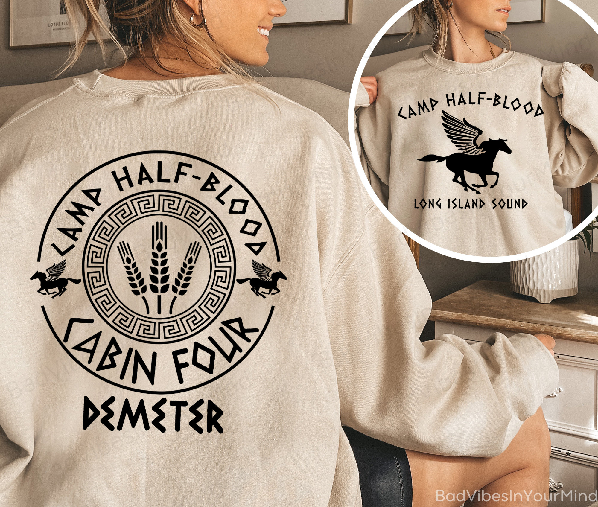 Custom Percy Jackson 2-sided Sweatshirt Hoodie T Shirt, Camp Half Blood ...