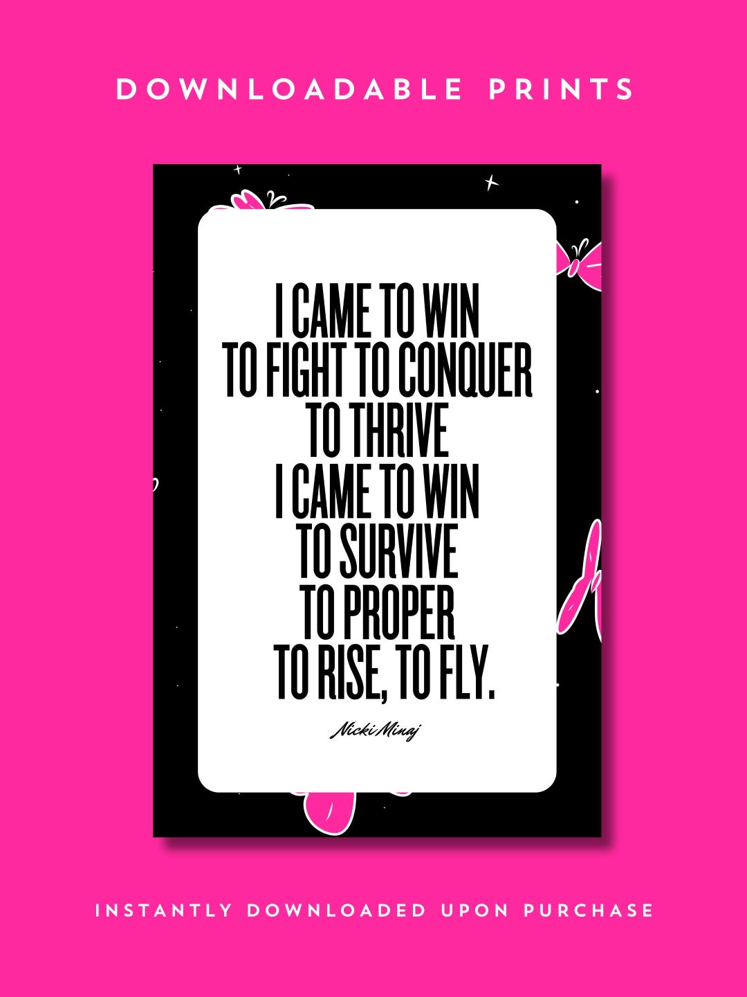 Fly Lyrics, Downloadable Digital Print, Nicki Minaj Wall Art, Printable ...