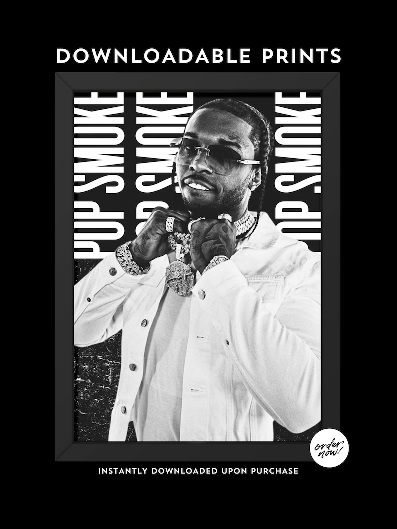 Pop Smoke Downloadable Digital Print, Pop Smoke Wall Art, Printable ...