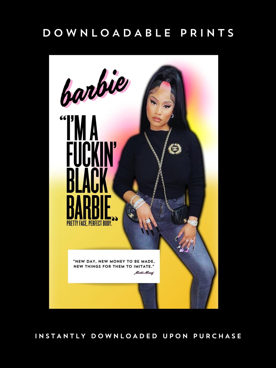 Black Barbie Lyrics, Downloadable Digital Print, Nicki Minaj Wall Art ...