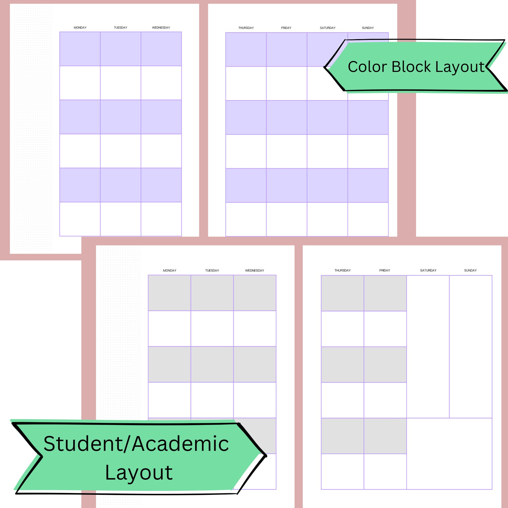 Undated Weekly Planner Printable- Happy Planner Student- Color Block ...