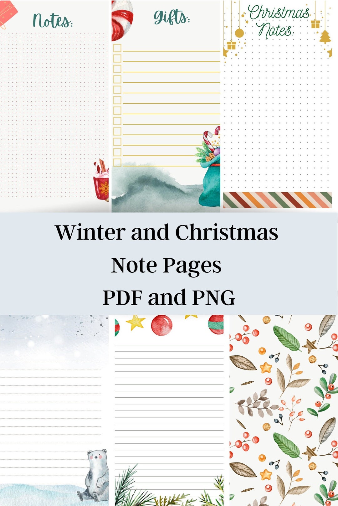 Printable Digital Happy Winter Christmas Note Pages - Etsy