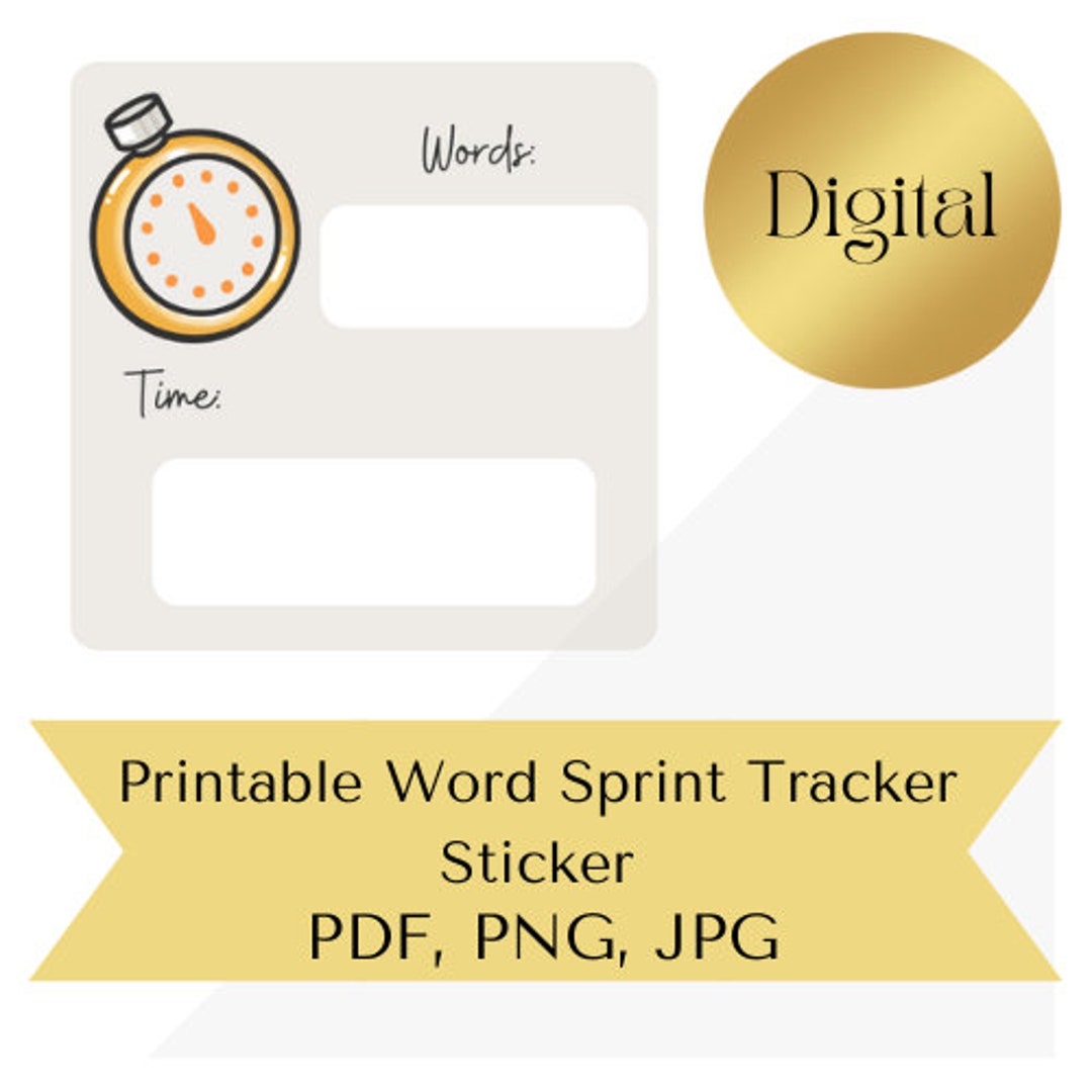 Word Sprint Tracker Printable Sticker - Etsy