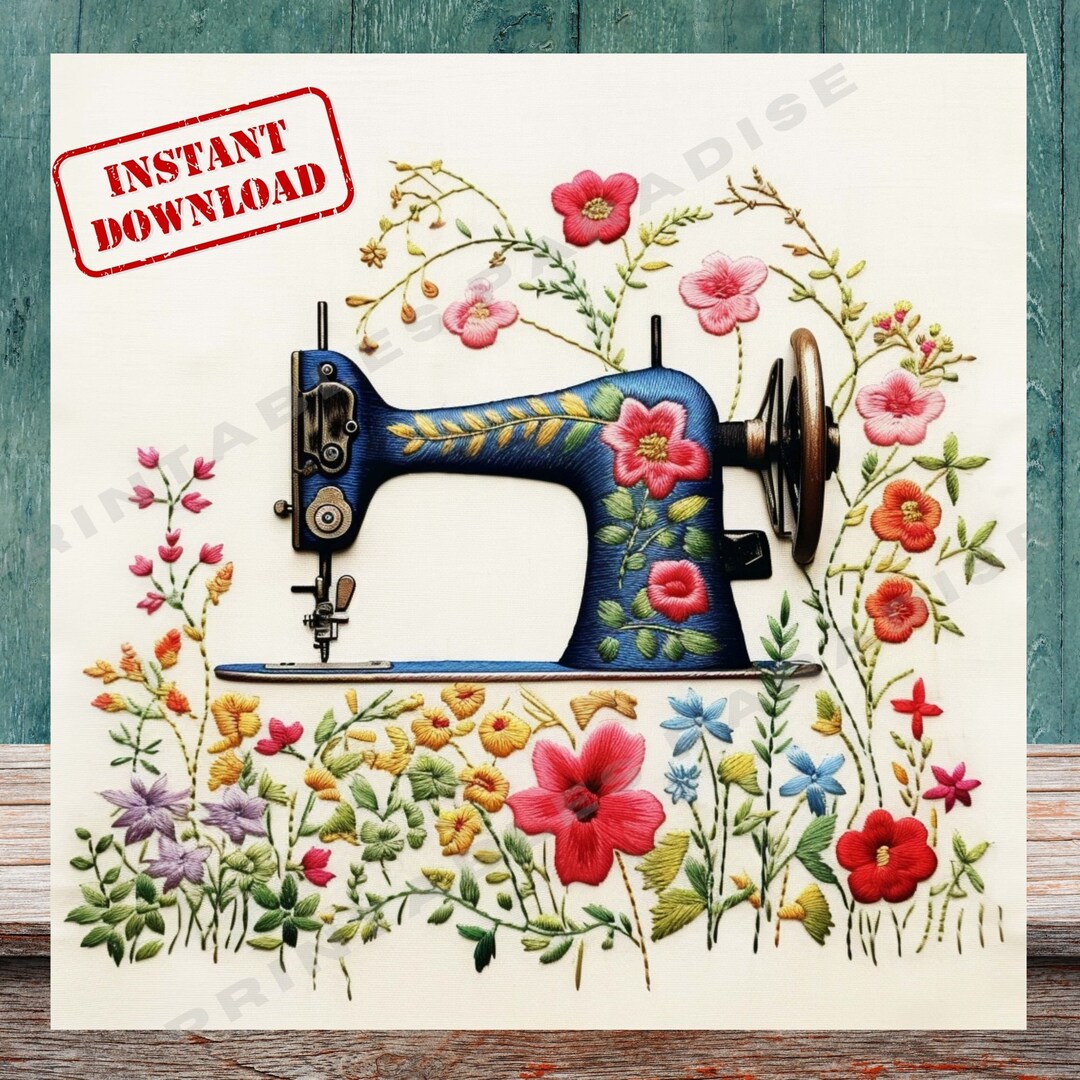 Embroidery Flowers PNG 5 Vintage Sewing Machine Floral Pattern - Etsy